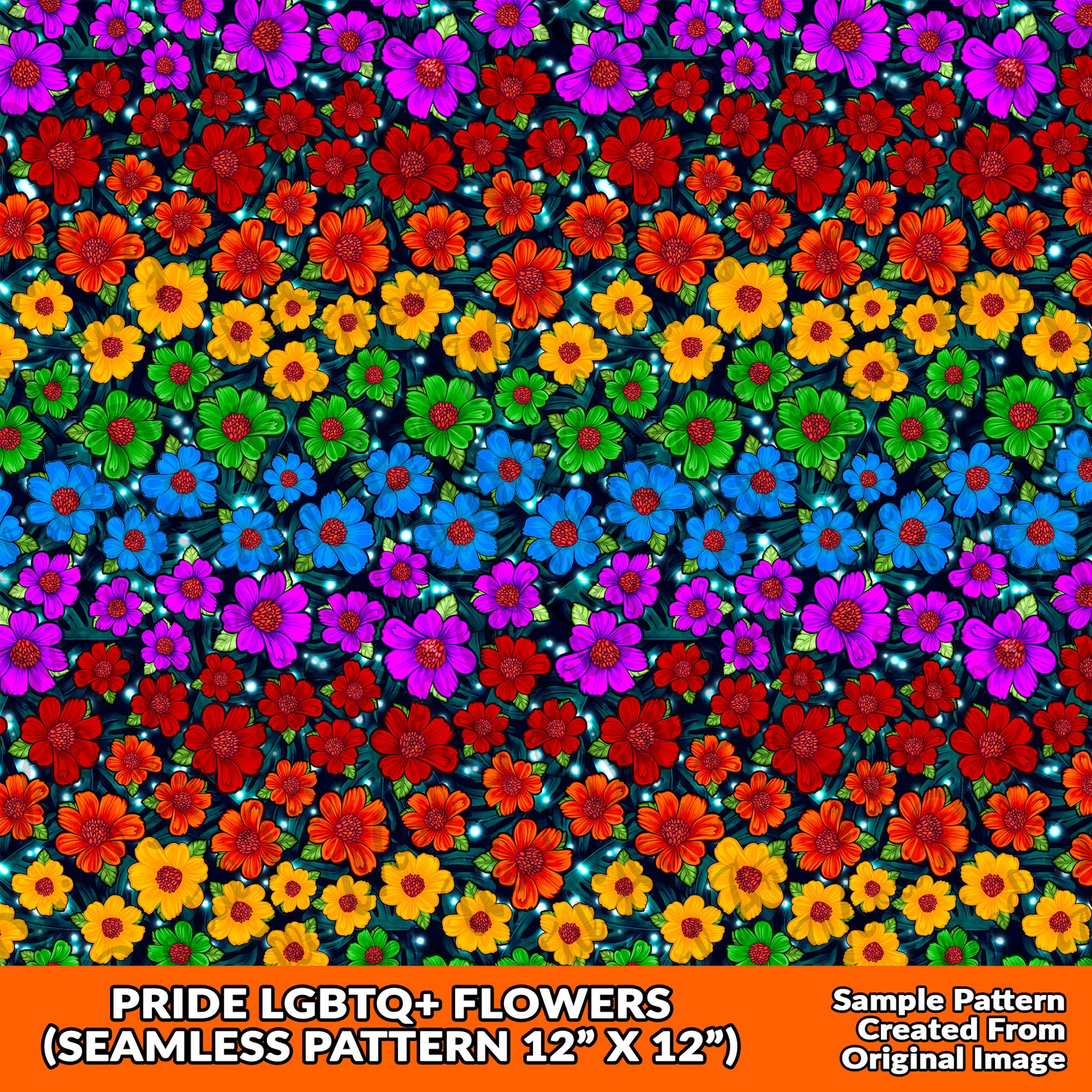 Pride LGBTQ+ Flowers Seamless Pattern Digital Paper, Pride Digital ...