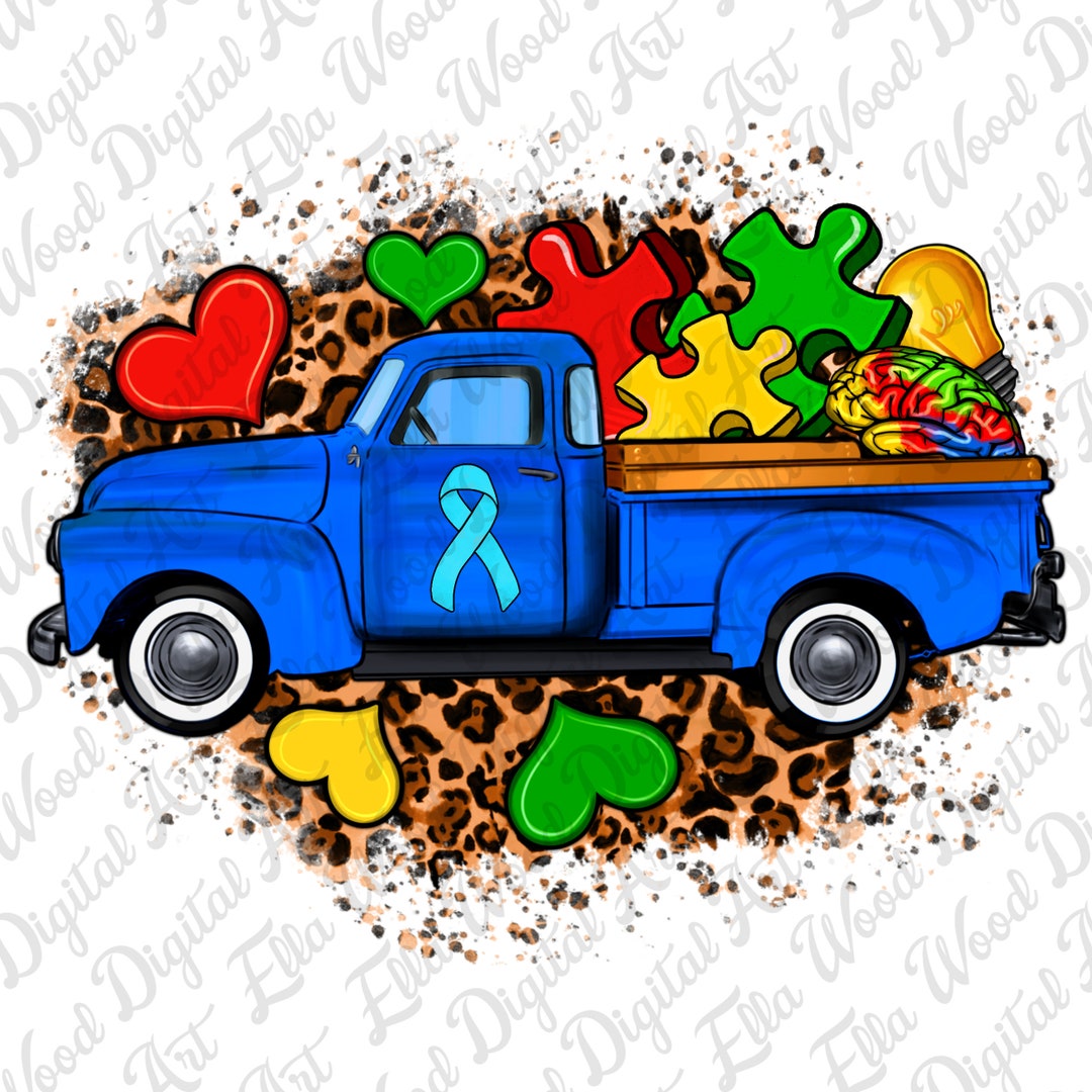 Autism Truck Png Sublimation Design Download, Autism Awareness Png ...