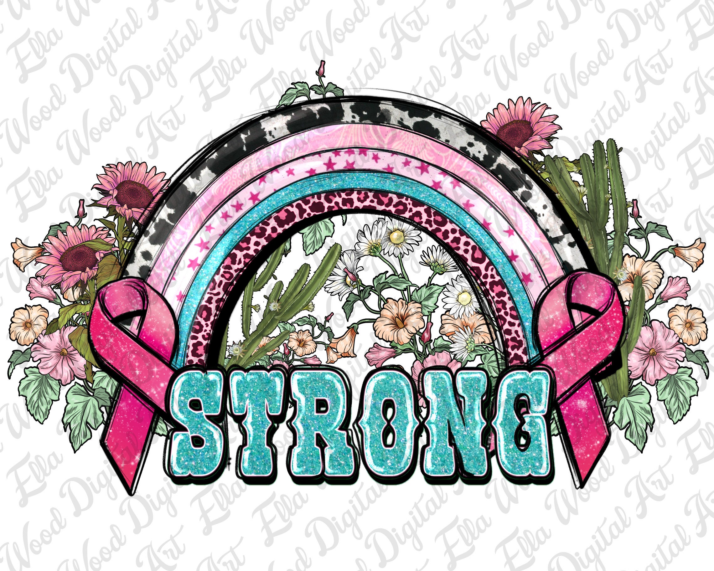 Strong Cancer Rainbow Png Sublimation Design Download, Cancer Awareness ...