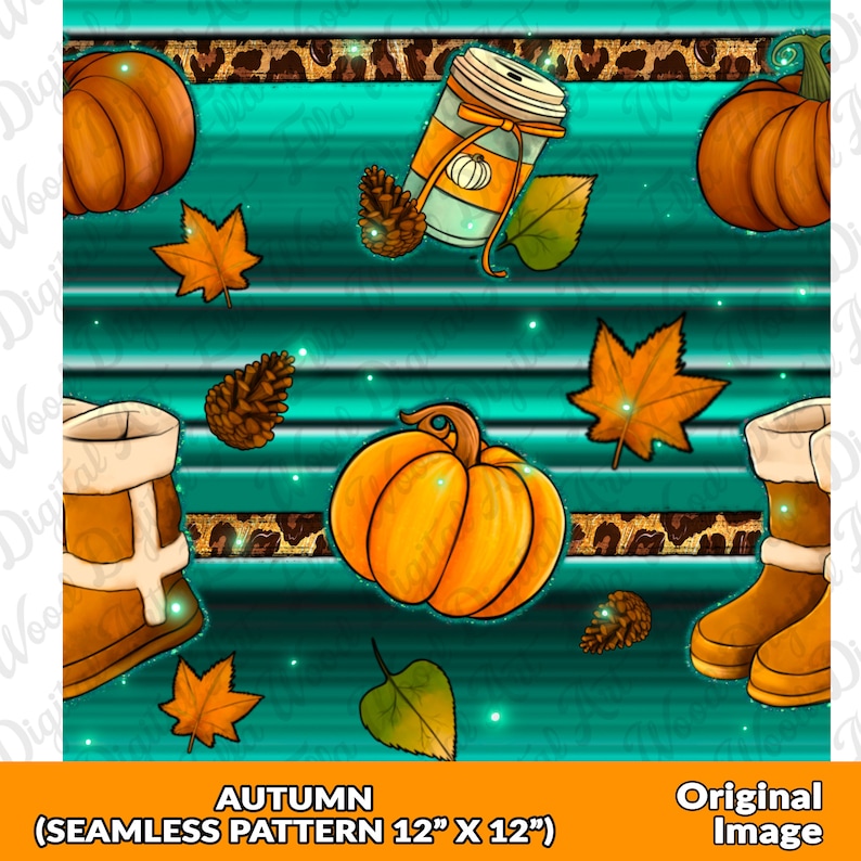 Autumn Seamless Pattern Digital Paper, Fall Digital Seamless Pattern ...