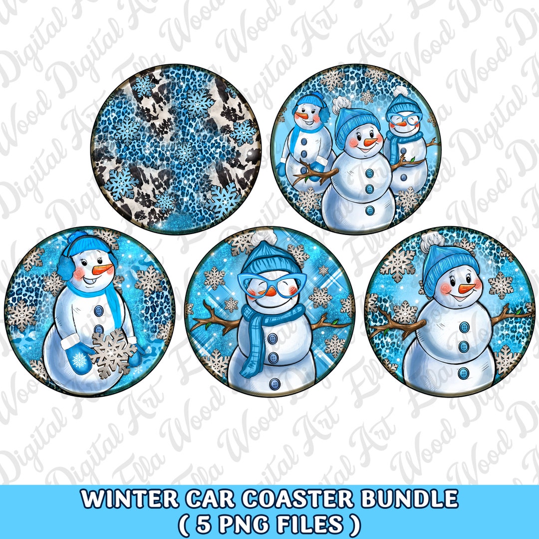 Winter Car Coaster Png Sublimation Design Bundle, Winter Bundle Png ...
