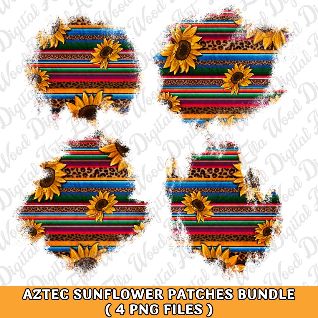 Aztec Sunflower Leopard Patches Bundle Png Sublimation Design Download ...