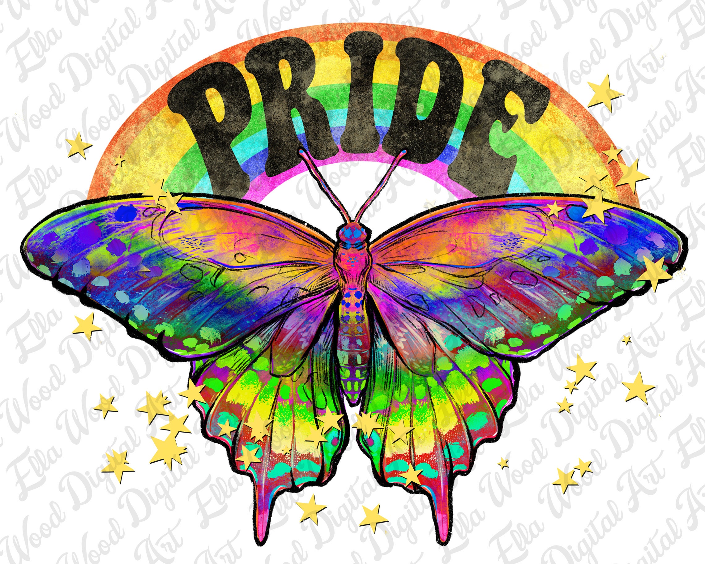 Rainbow Butterfly Pride Png Sublimation Design Download - Etsy