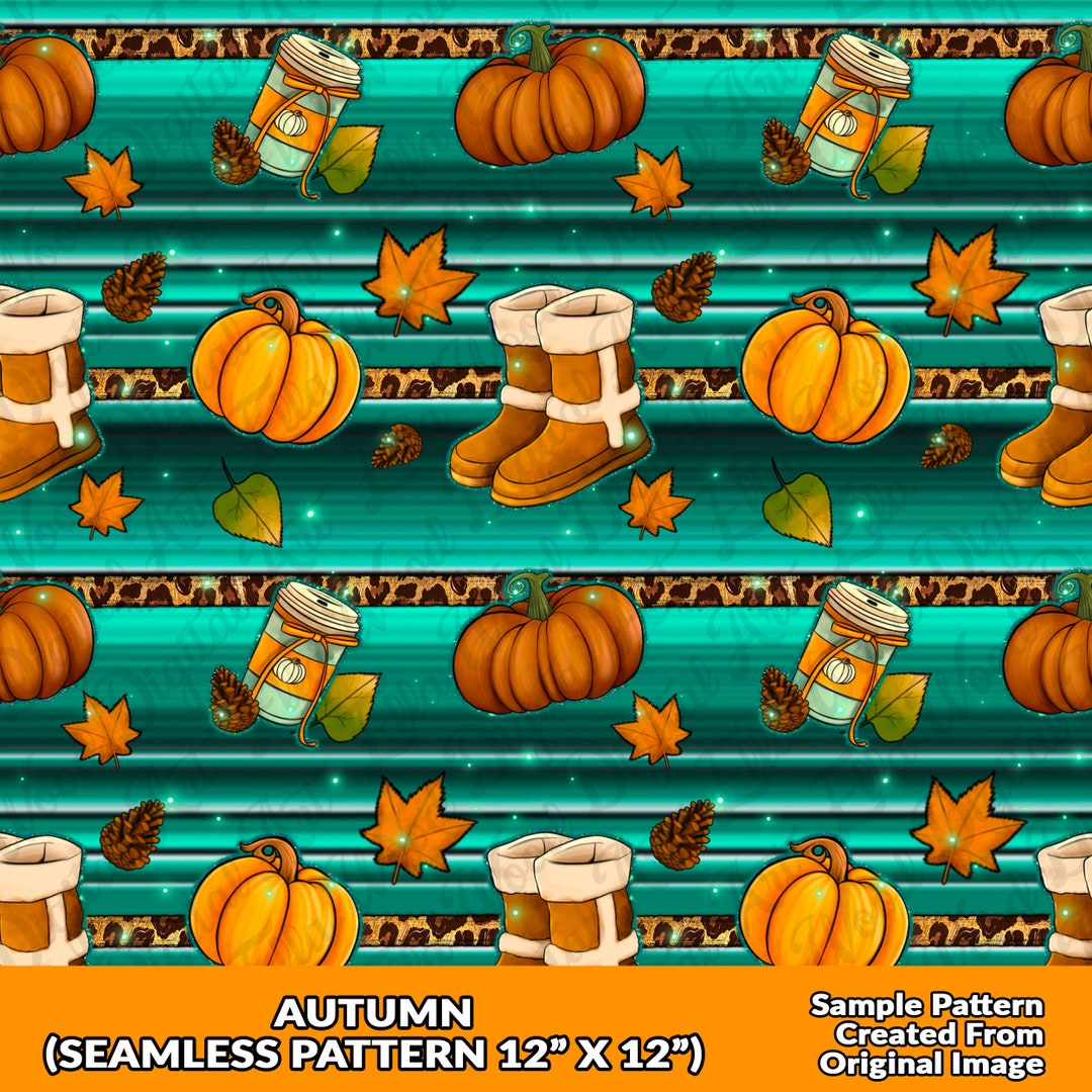 Autumn Seamless Pattern Digital Paper, Fall Digital Seamless Pattern ...