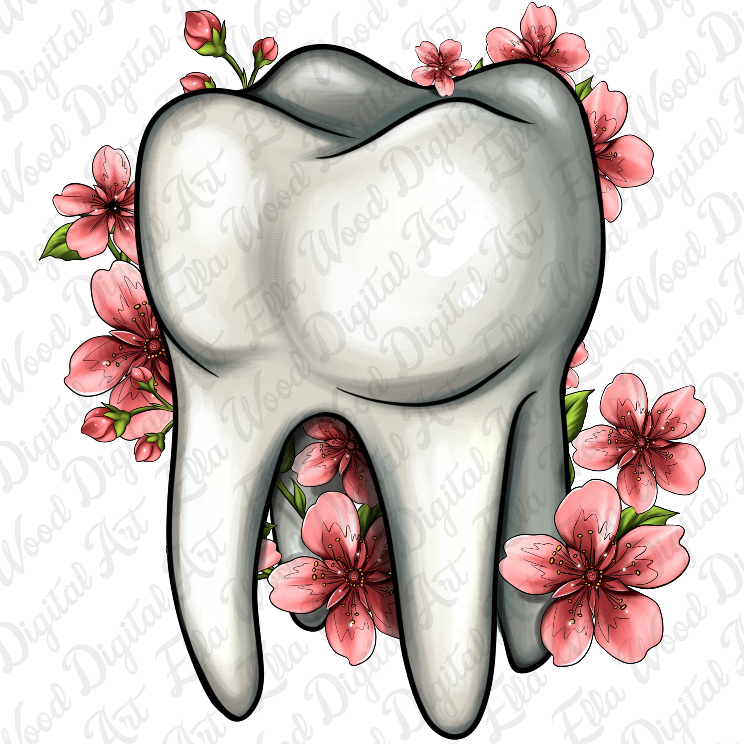 Floral Tooth Png Sublimation Design Download, Tooth Png, Dental Png ...