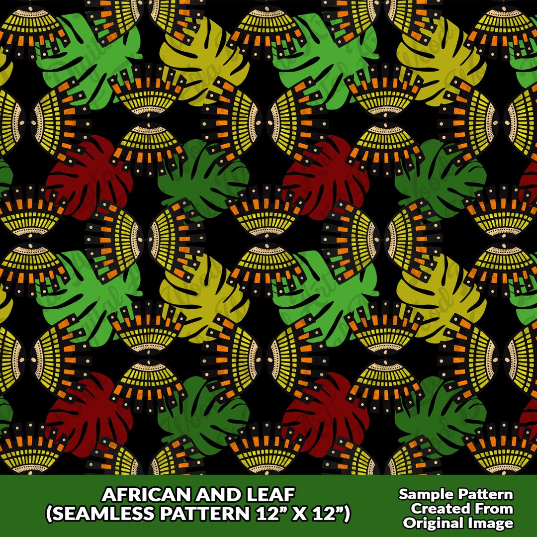 African and Leaf Seamless Pattern Digital Paper, African Digital ...