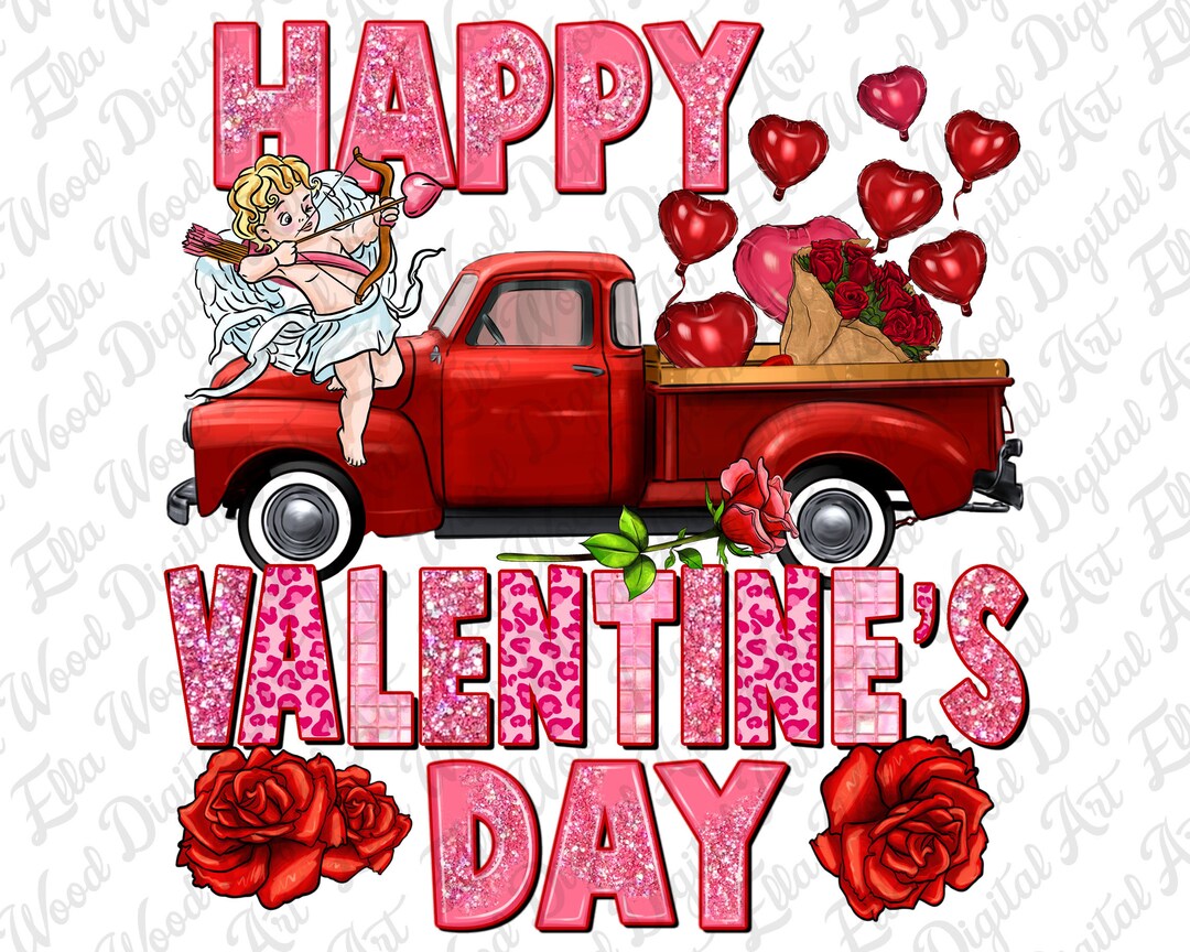 Happy Valentine's Day Truck Png Sublimation Design Download, Western ...