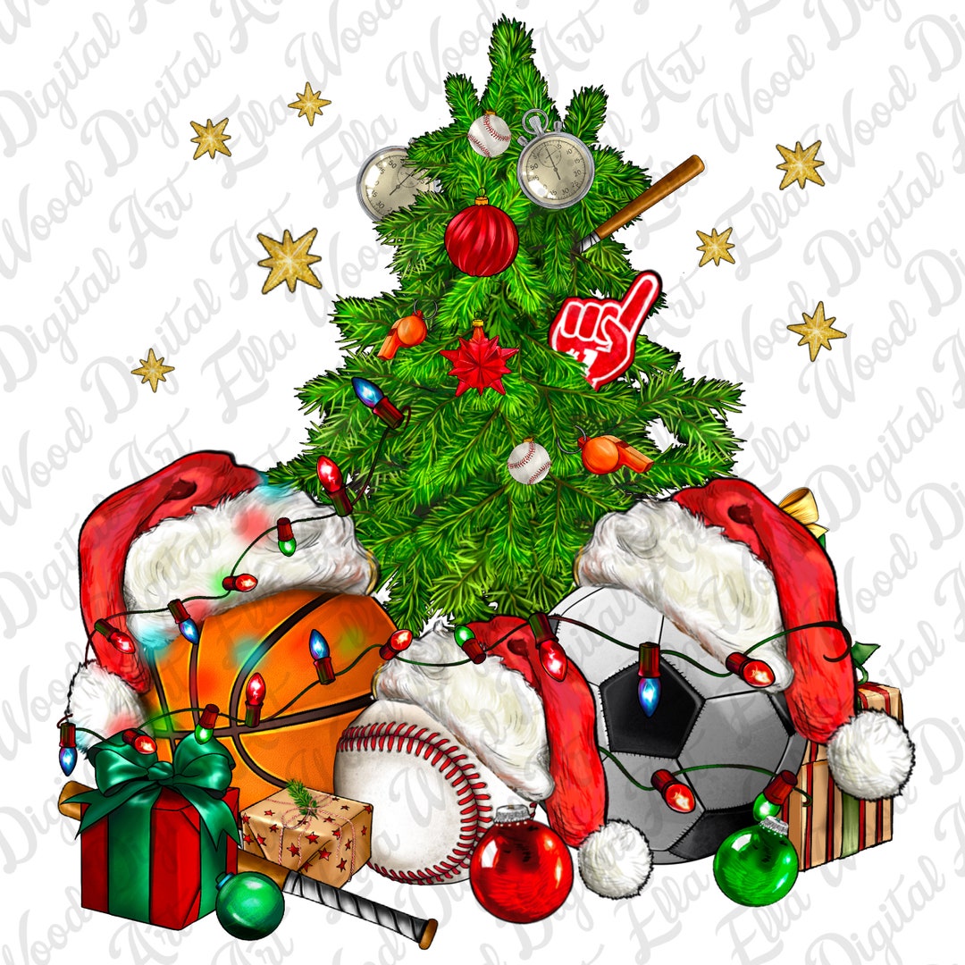 Basketball Baseball Soccer Christmas Tree Png Sublimation Design ...