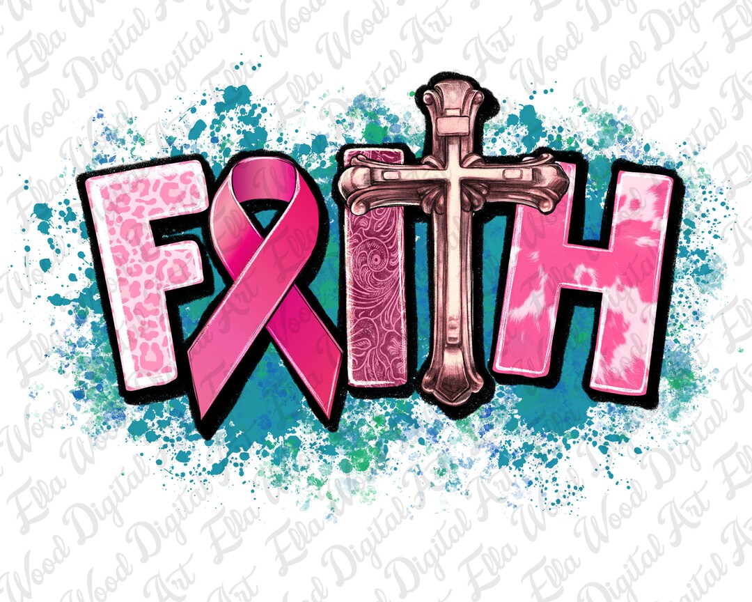 Cancer Faith Cross Png Sublimation Design Download, Cancer Awareness ...