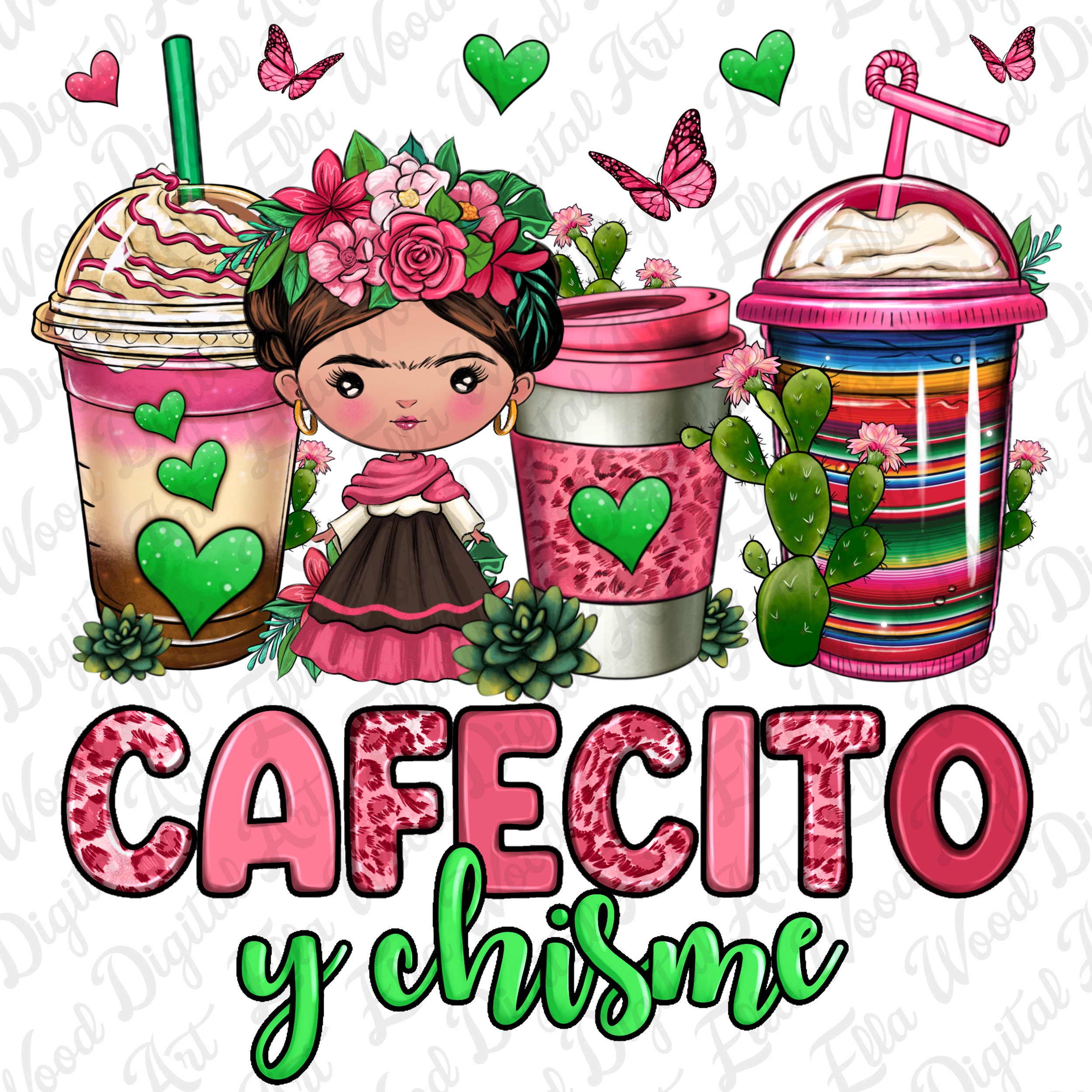 Cafecito Y Chisme Coffee Cups Png Sublimation Design Download, Mexican ...