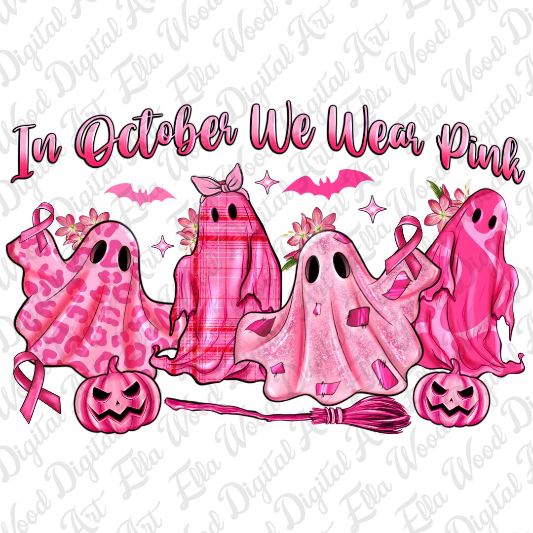 Breast Cancer Ghosts in October We Wear Pink Png, Cancer Awareness Png ...