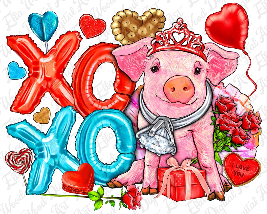 Valentine's Day Xoxo Pig Png Sublimation Design Download, Happy ...