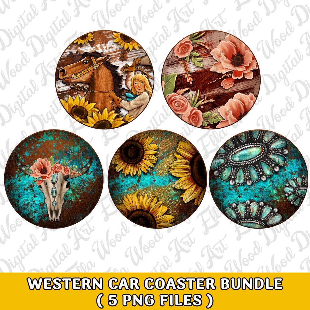 Western Car Coaster Png Sublimation Design Bundle, Western Bundle Png ...