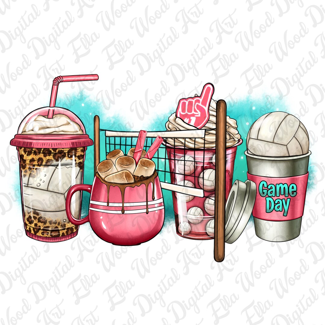 Volleyball Coffee Cups Png Sublimation Design Download, Game Day Png ...