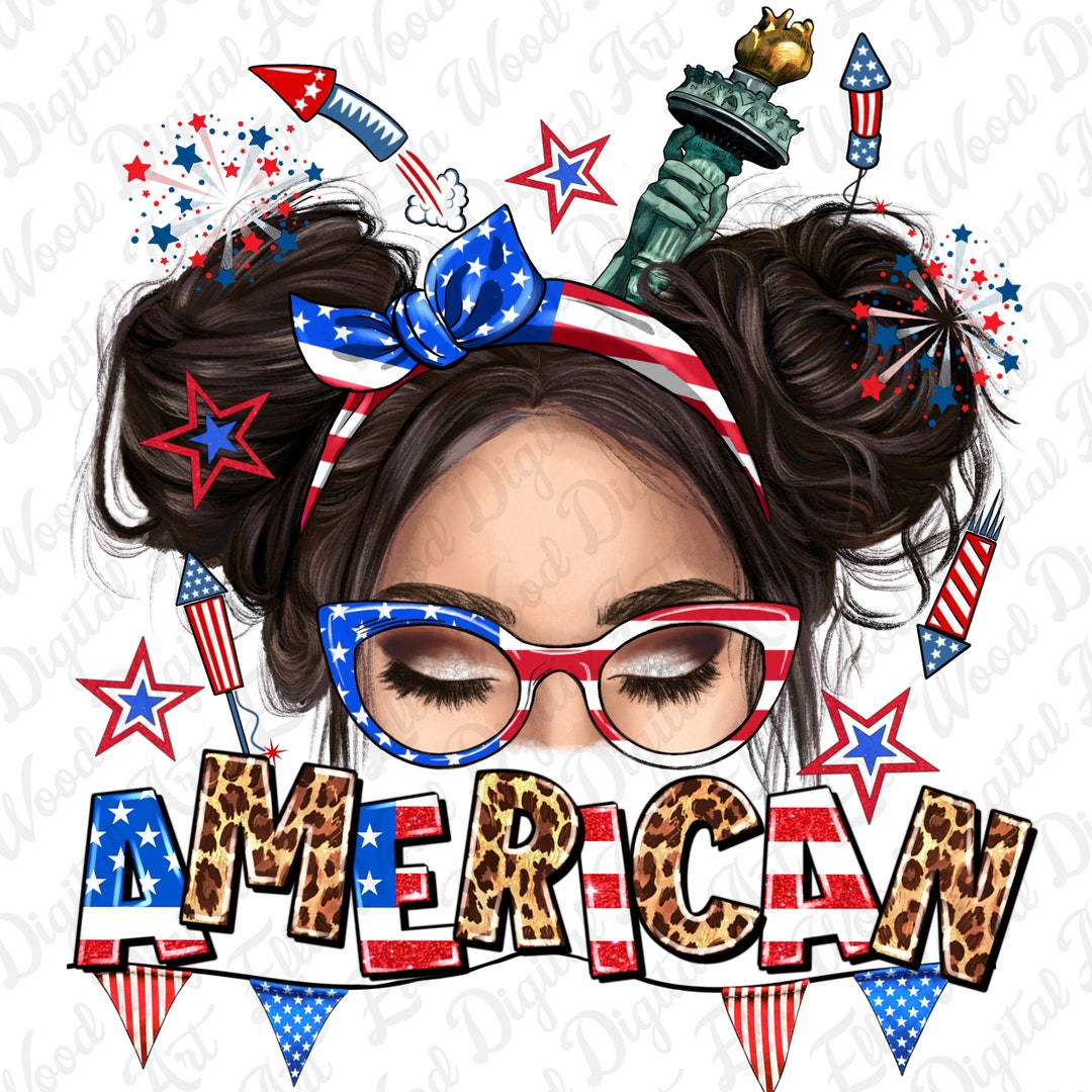 American Messy Bun Png Sublimation Design Download Messy Bun Design