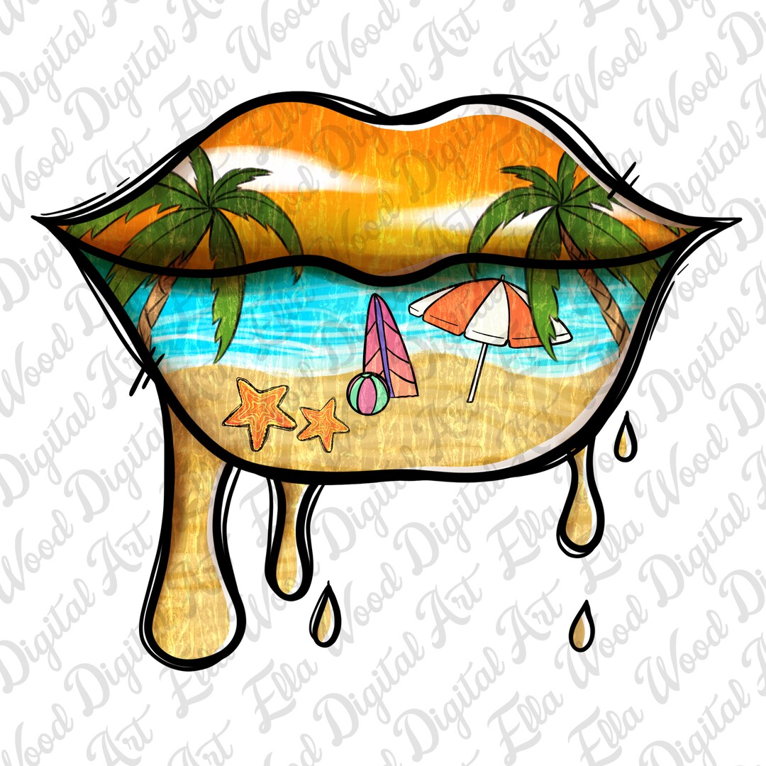 Beach Lips Png Sublimation Design Download, Summer Vibes Png, Hello ...