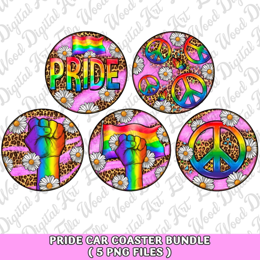 Pride Car Coaster Bundle Png, LGBTQ+ Car Coaster Png, Love Pride Png ...
