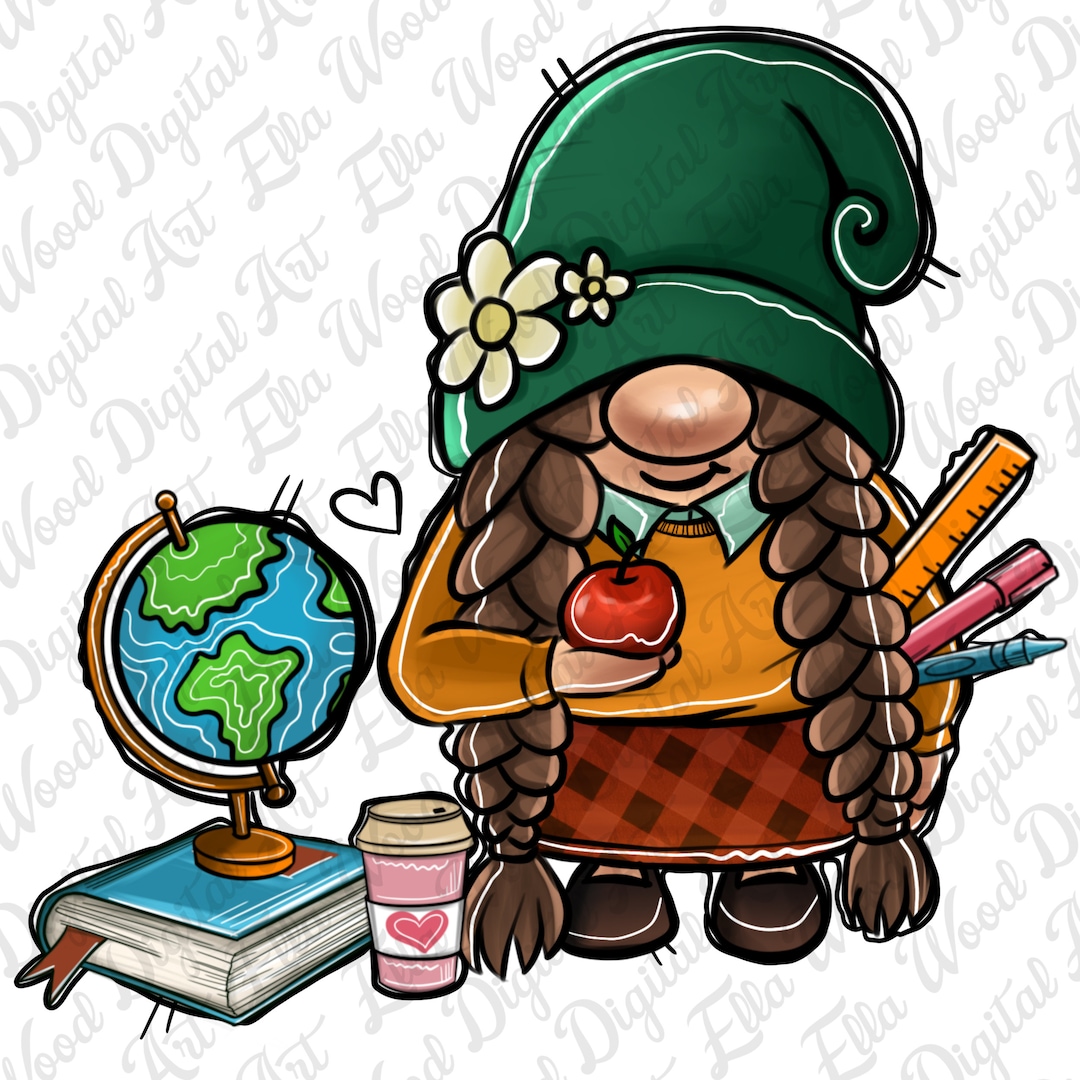 Teacher Gnome Png Sublimation Design Download, Gnome Png, Teacher's Day ...