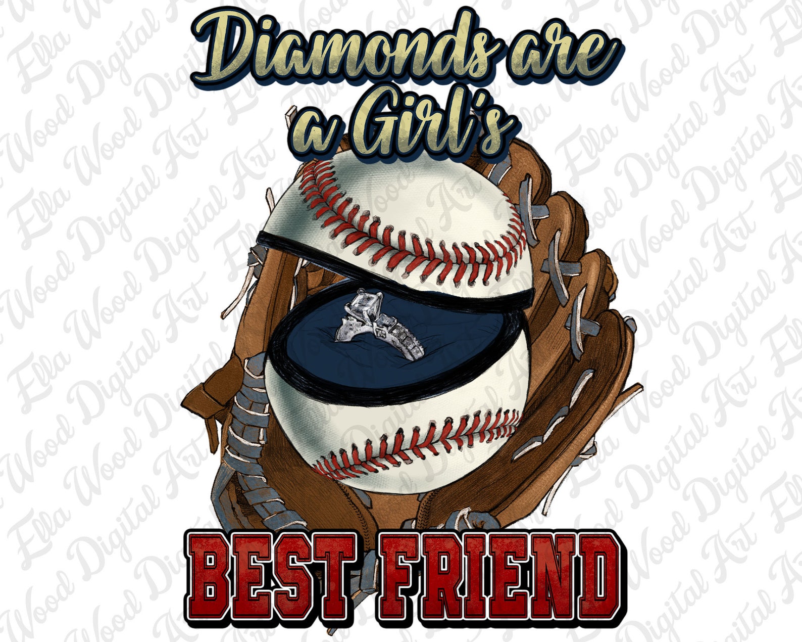 Diamonds Are a Girls Best Friend Baseball Png Sublimation Design ...