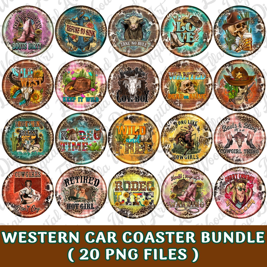 Western Car Coaster Bundle Png, Cowgirl Png, Rodeo Car Coaster Png ...