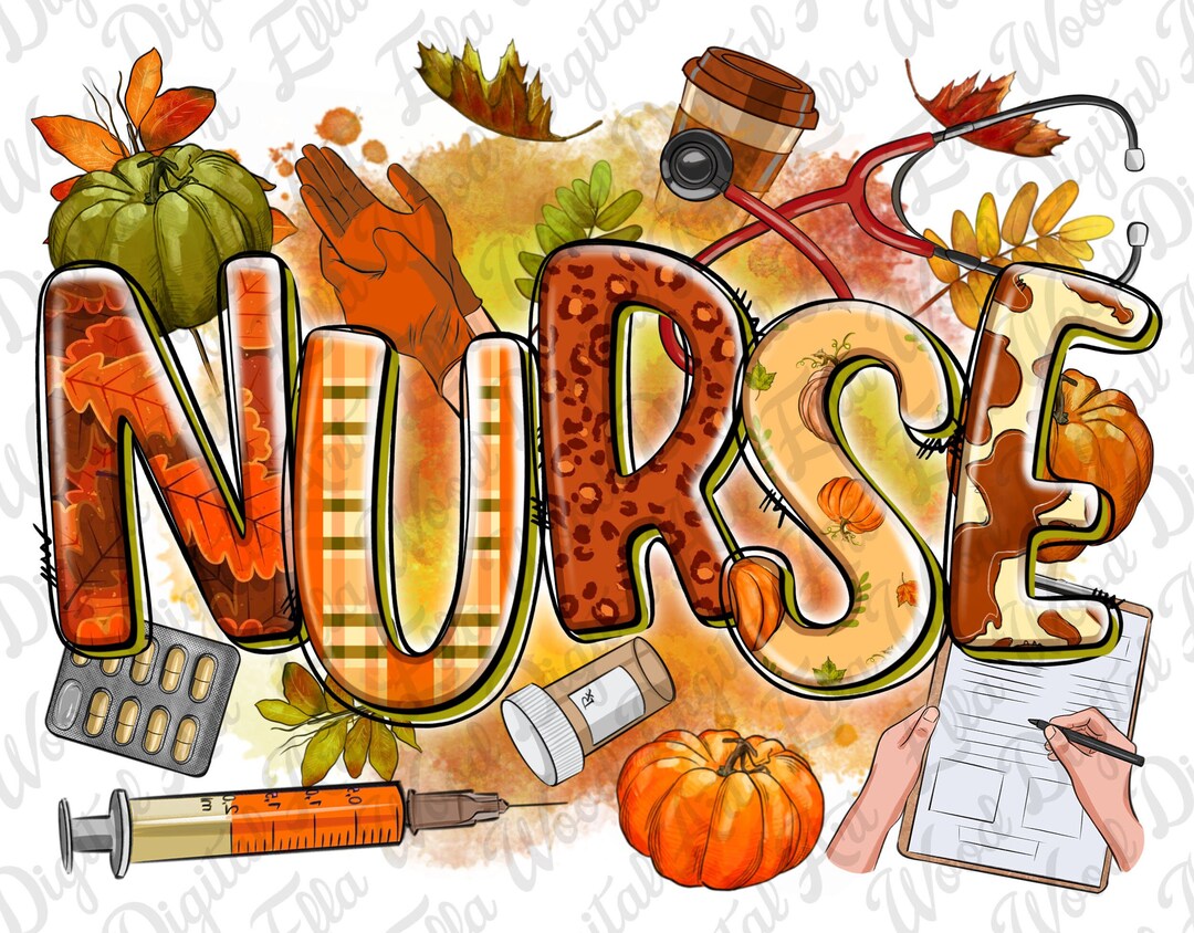 Fall Nurse Png Sublimation Design Download, Fall Png, Nursing Png,fall ...