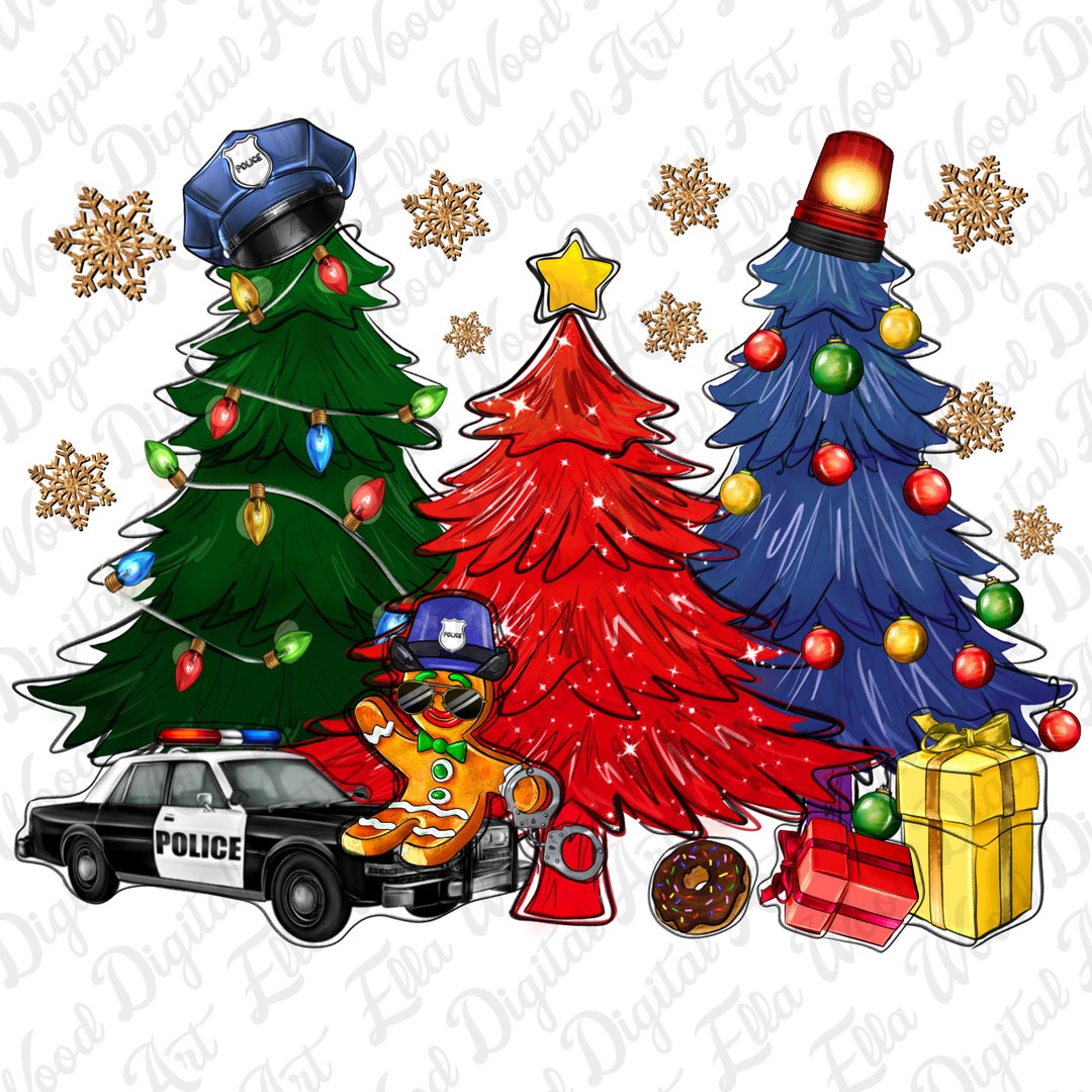 Police Christmas Trees Png Sublimation Design Download, Merry Christmas ...