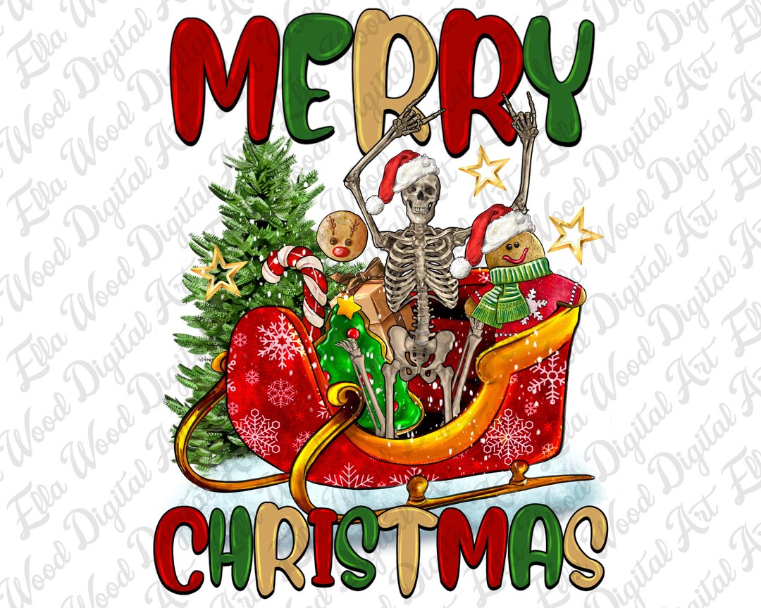 Merry Christmas Skeleton Sleigh Png, Merry Christmas Png, Christmas ...