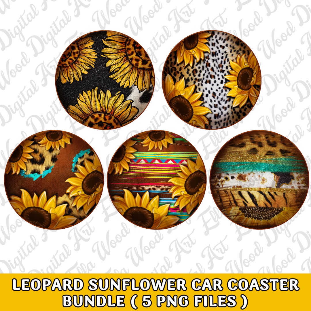 Western Sunflower Car Coaster Png Sublimation Design Bundle, Sunflower ...