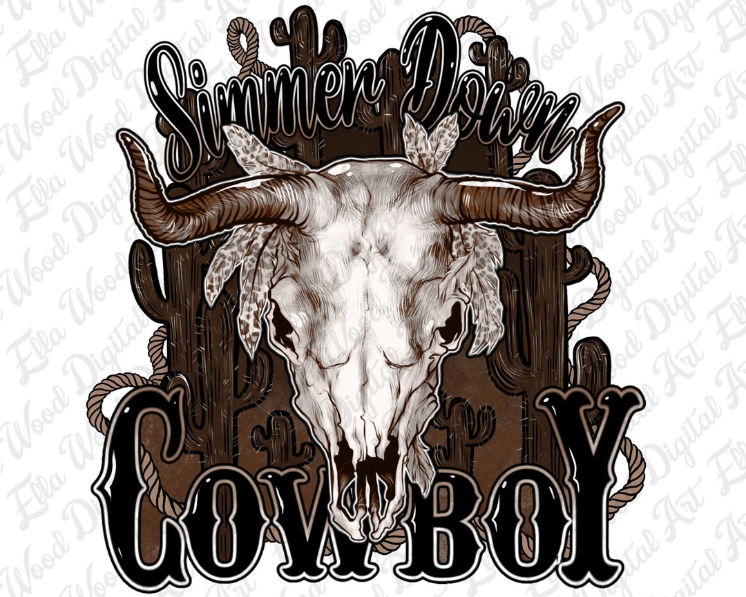 Simmer Down Cowboy Png Sublimation Design Download, Western Cowboy Png ...