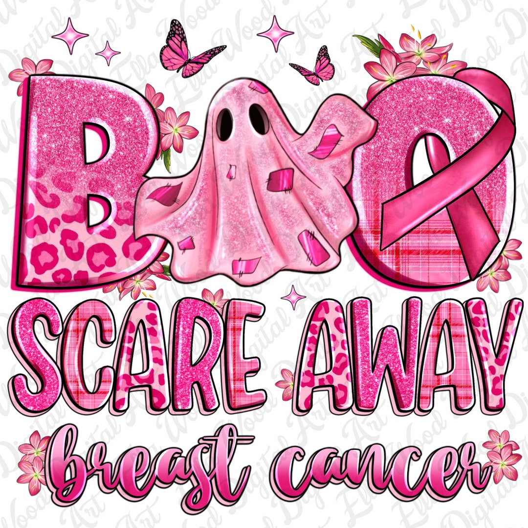 Boo Scare Away Breast Cancer Png Sublimation Design Download, Cancer ...