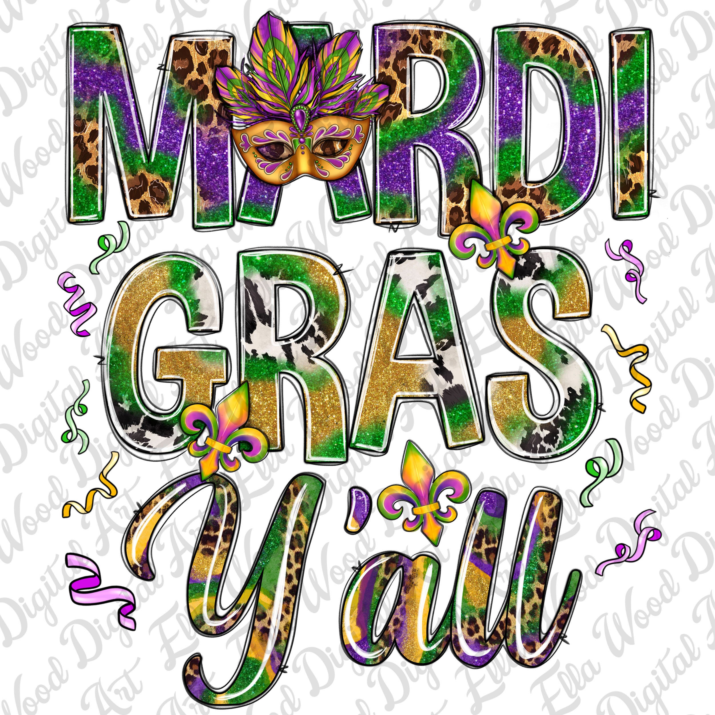 Mardi Gras Y'all Png Sublimation Design Download Happy - Etsy