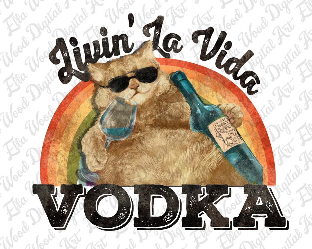 Livin La Vida Vodka Liquor Cat Png, Western Cat Png, Vintage Cat Png ...