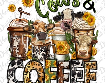Coffee Then Cows Png Sublimation Design Download, Coffee Cup Png, Hand ...