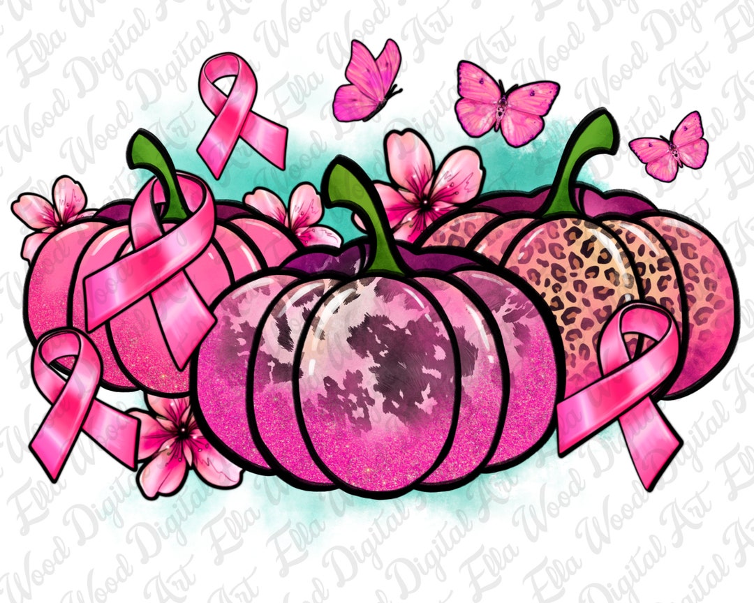 Breast Cancer Pumpkins Png Sublimation Design Download, Cancer ...
