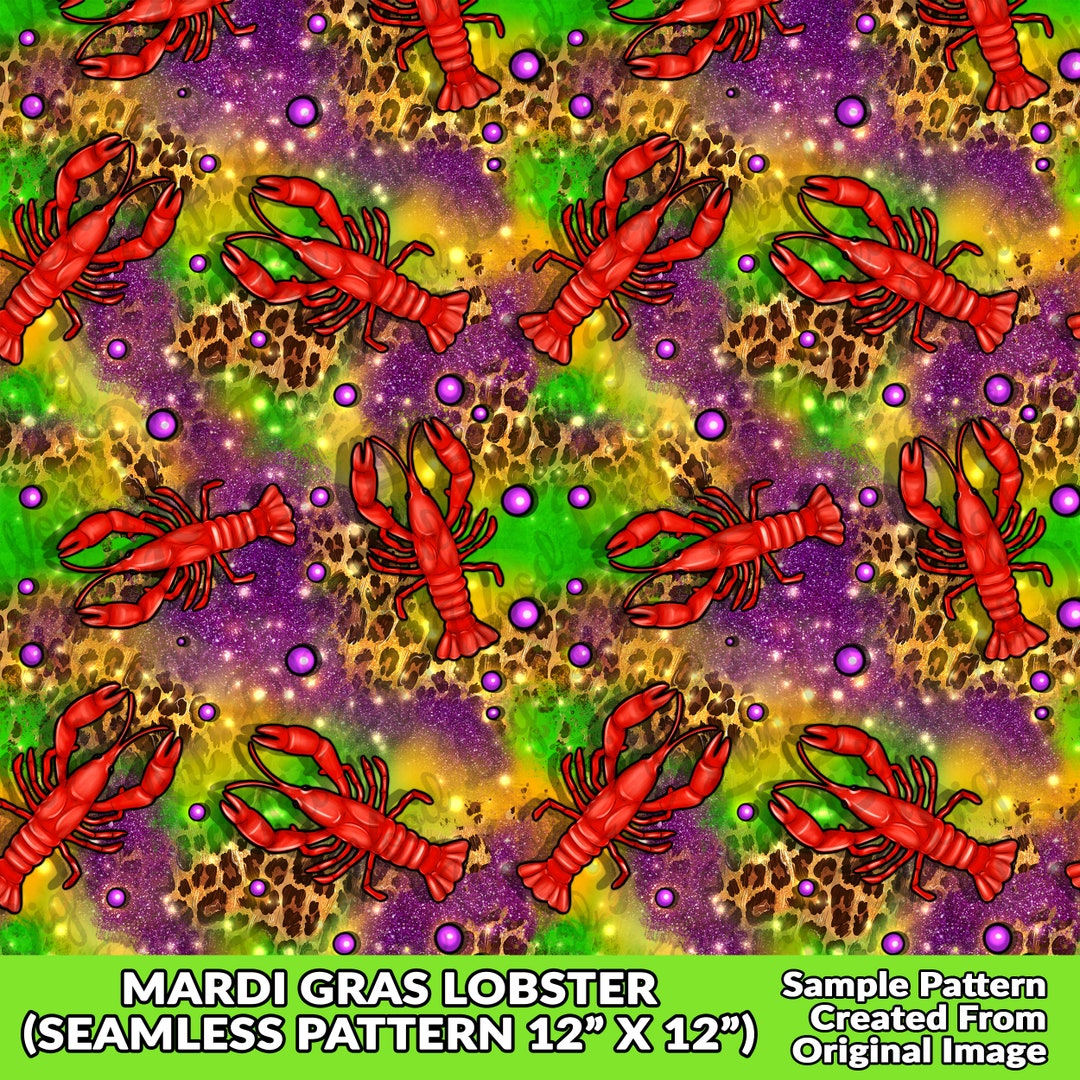Mardi Gras Lobster Seamless Pattern Digital Paper, Mardi Gras Digital ...