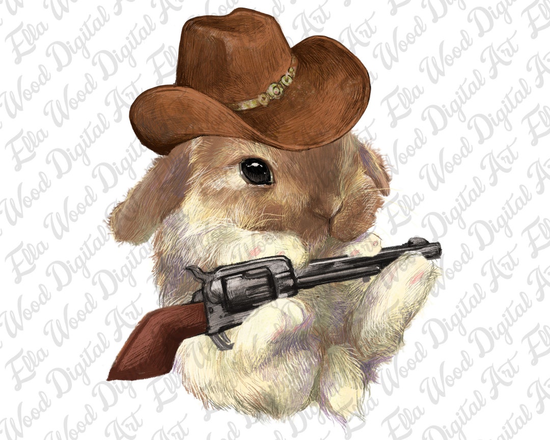 Western Bunny Png Sublimation Design Download, Retro Vintage Png, Rodeo ...