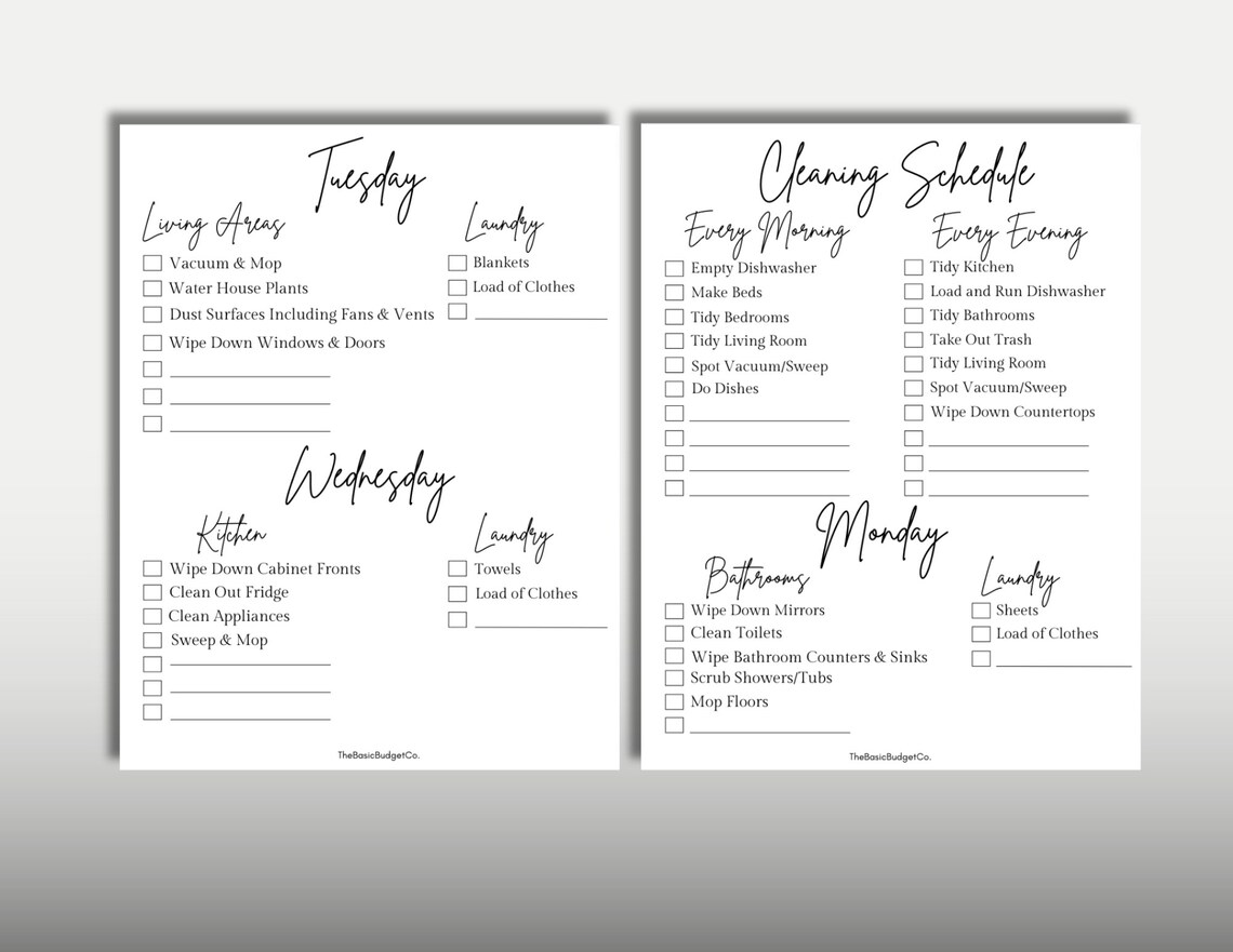 Editable Cleaning Schedule Template, Digital Cleaning Checklist ...
