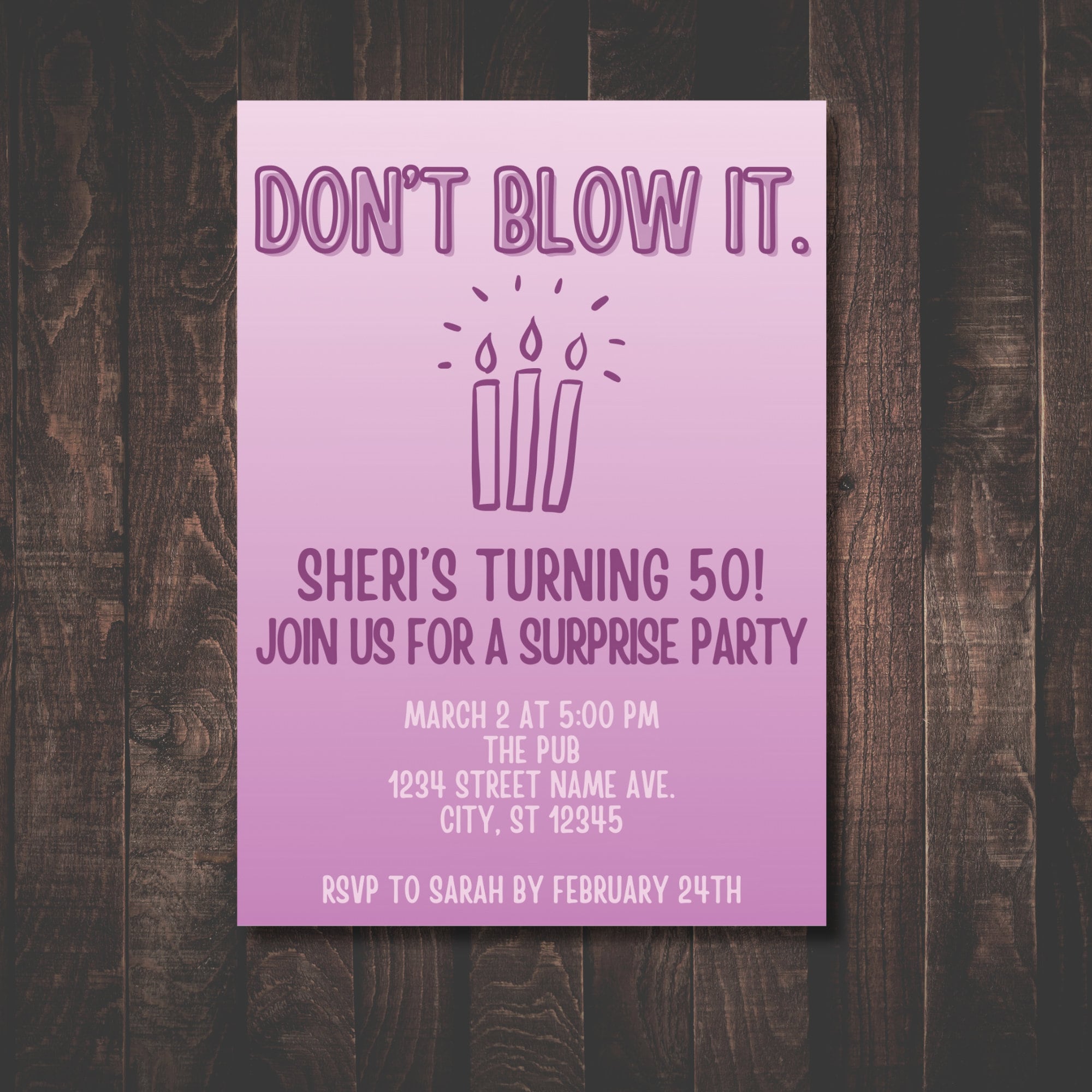 Funny Surprise Party Invitation Canva Template | Don't Blow It Surprise ...