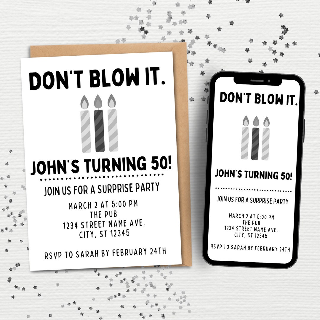 Funny Surprise Party Invitation Canva Template | Don't Blow It Surprise ...