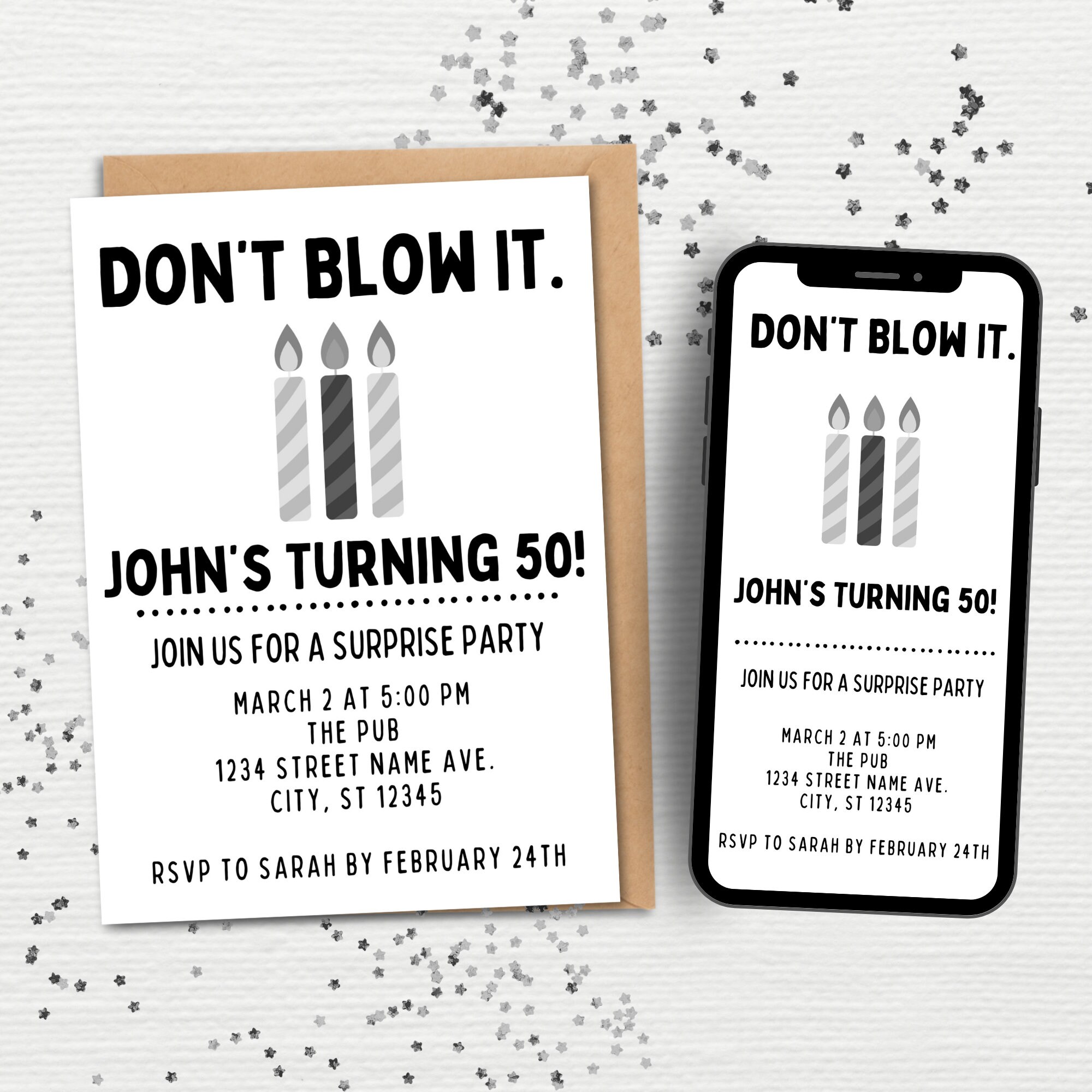 Funny Surprise Party Invitation Canva Template | Don't Blow It Surprise ...