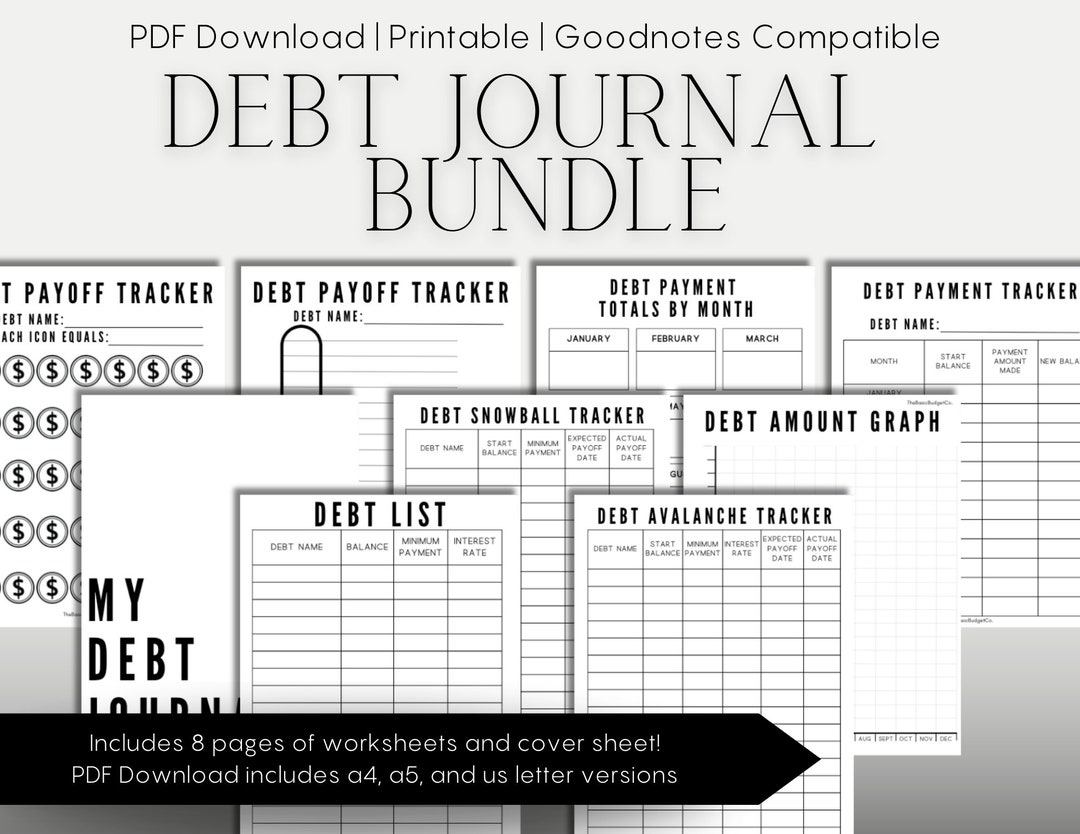 Debt Free PDF Journal, Debt Payoff Printable, Debt Snowball Tracker ...