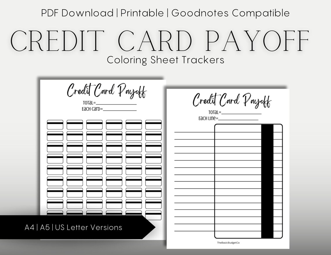 Credit Card Payoff | Coloring Sheet Tracker | Debt Payoff | Printable ...