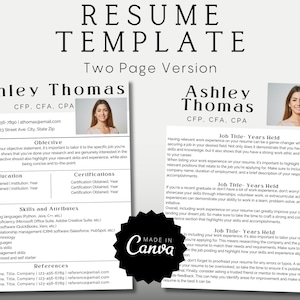 Two Page Resume Template Canva | Resume Template With Photo ...