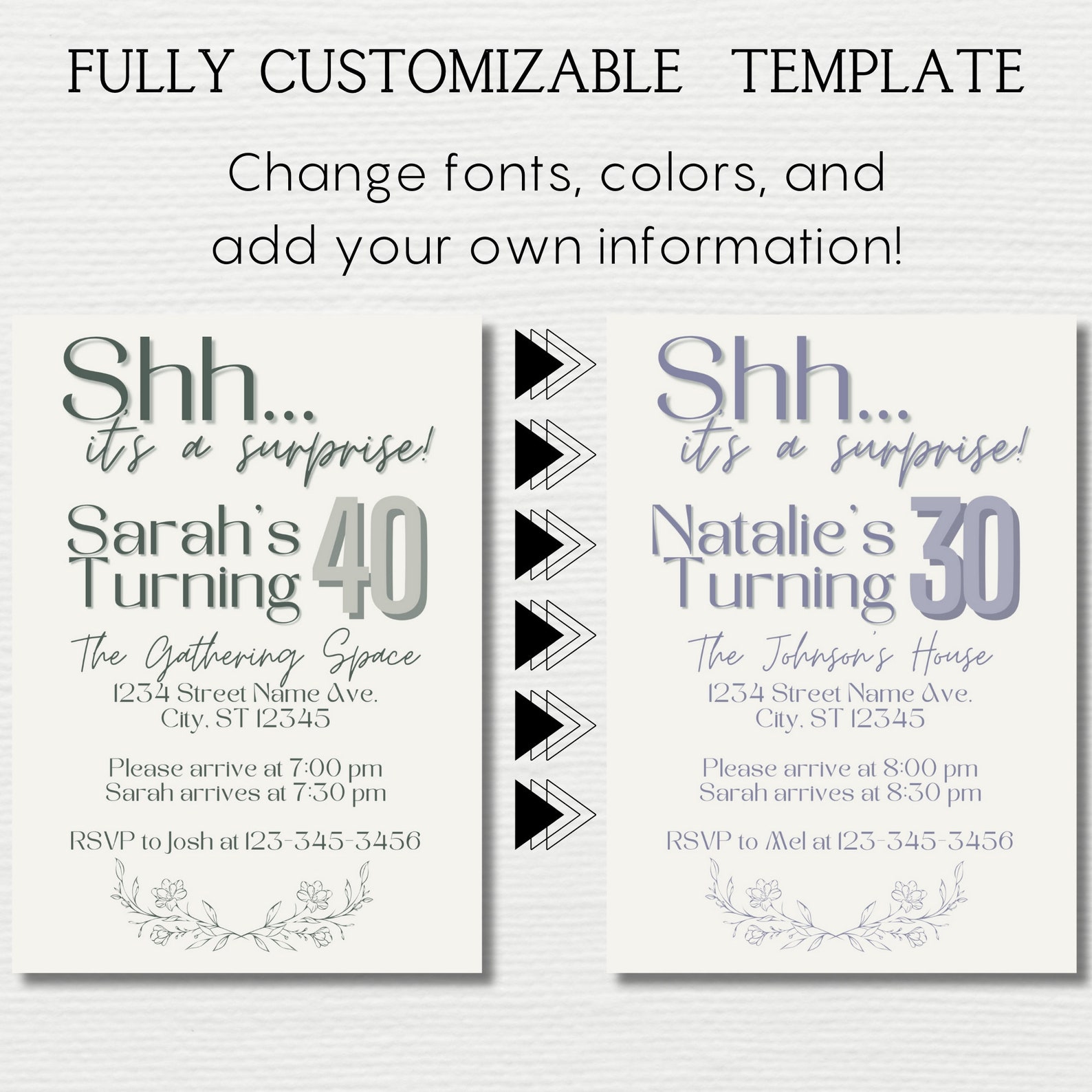 Surprise Birthday Party Invitation Canva Template | Surprise Birthday ...