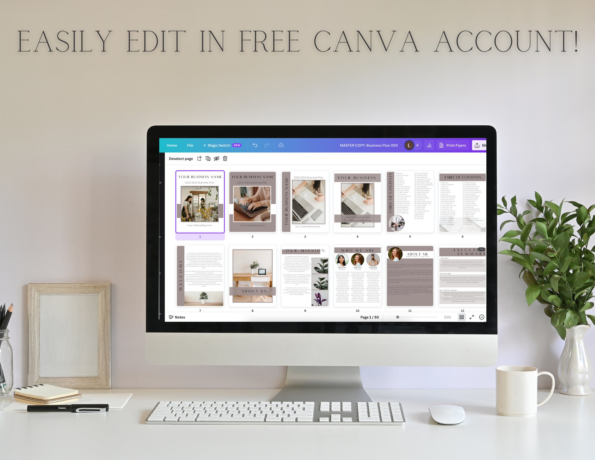 Business Plan Canva Template | Small Business | Small Business Plan ...