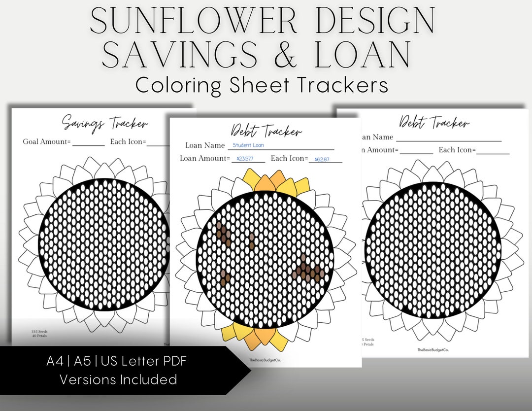 Debt Tracker Sunflower | Loan Payoff | Savings Tracker | Printable ...