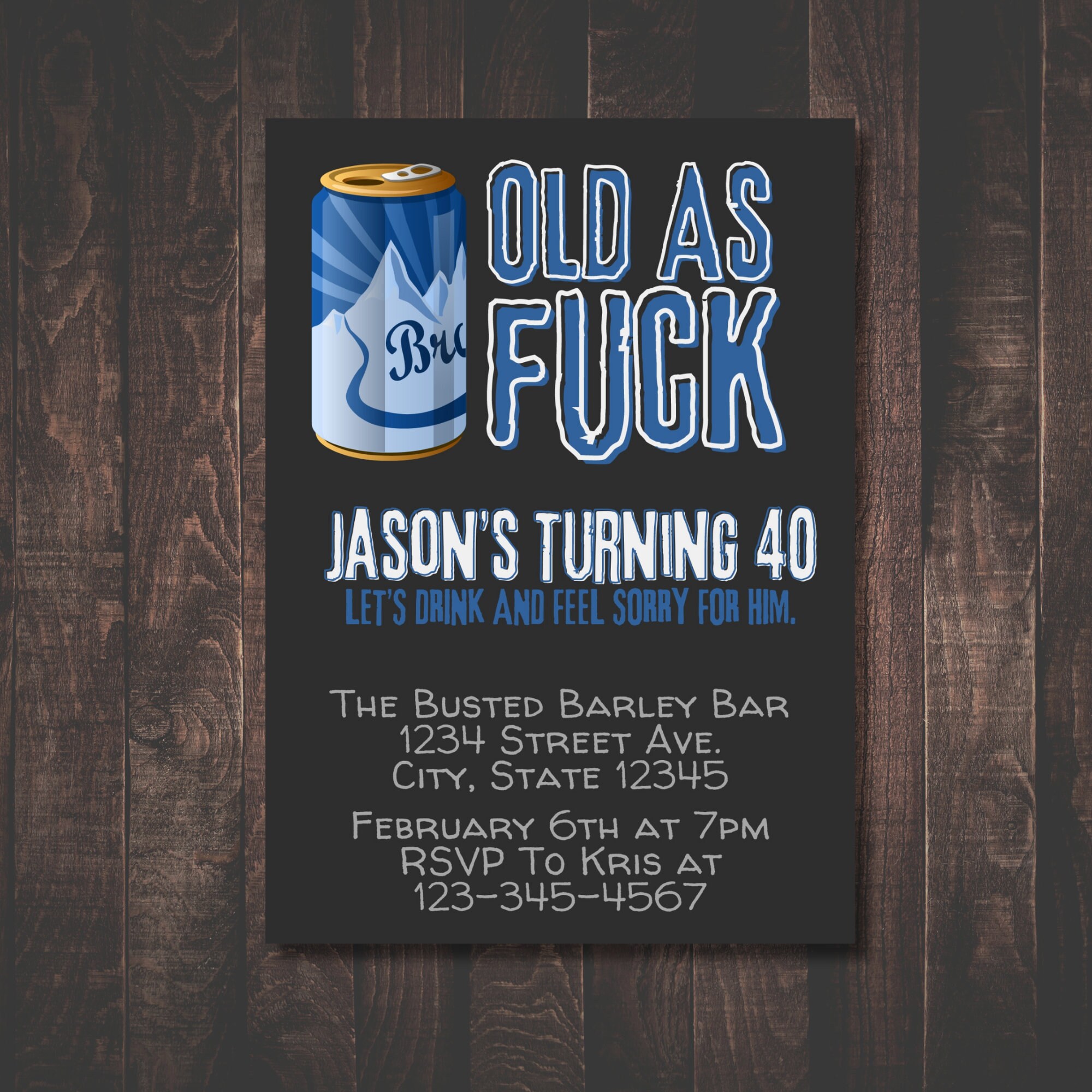 Old as F**k Birthday Party Invite | Funny Birthday Party Invitation ...