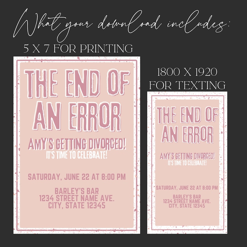 Divorce Party Invitation Template for Her | Funny Divorce Gift for Her ...