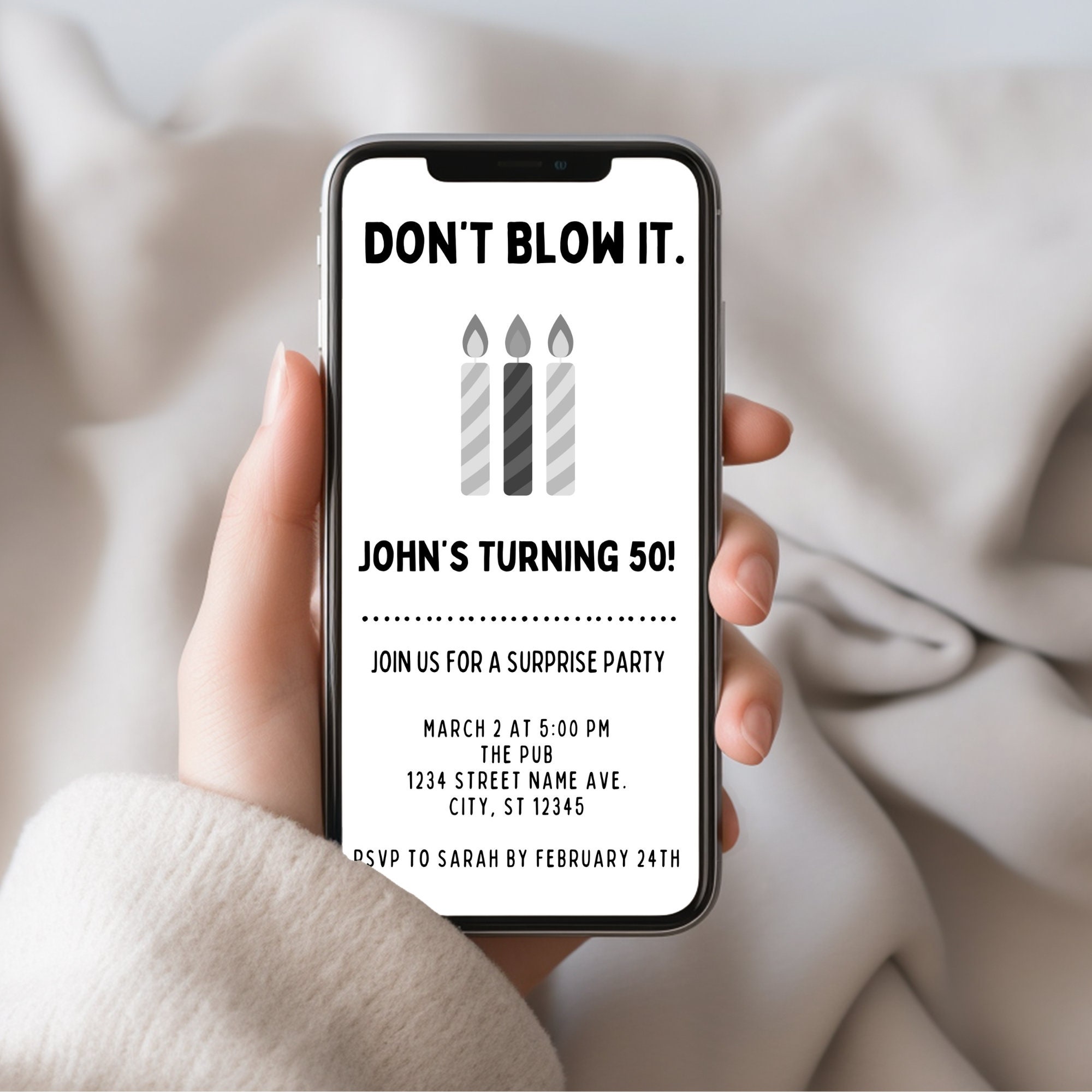 Funny Surprise Party Invitation Canva Template | Don't Blow It Surprise ...