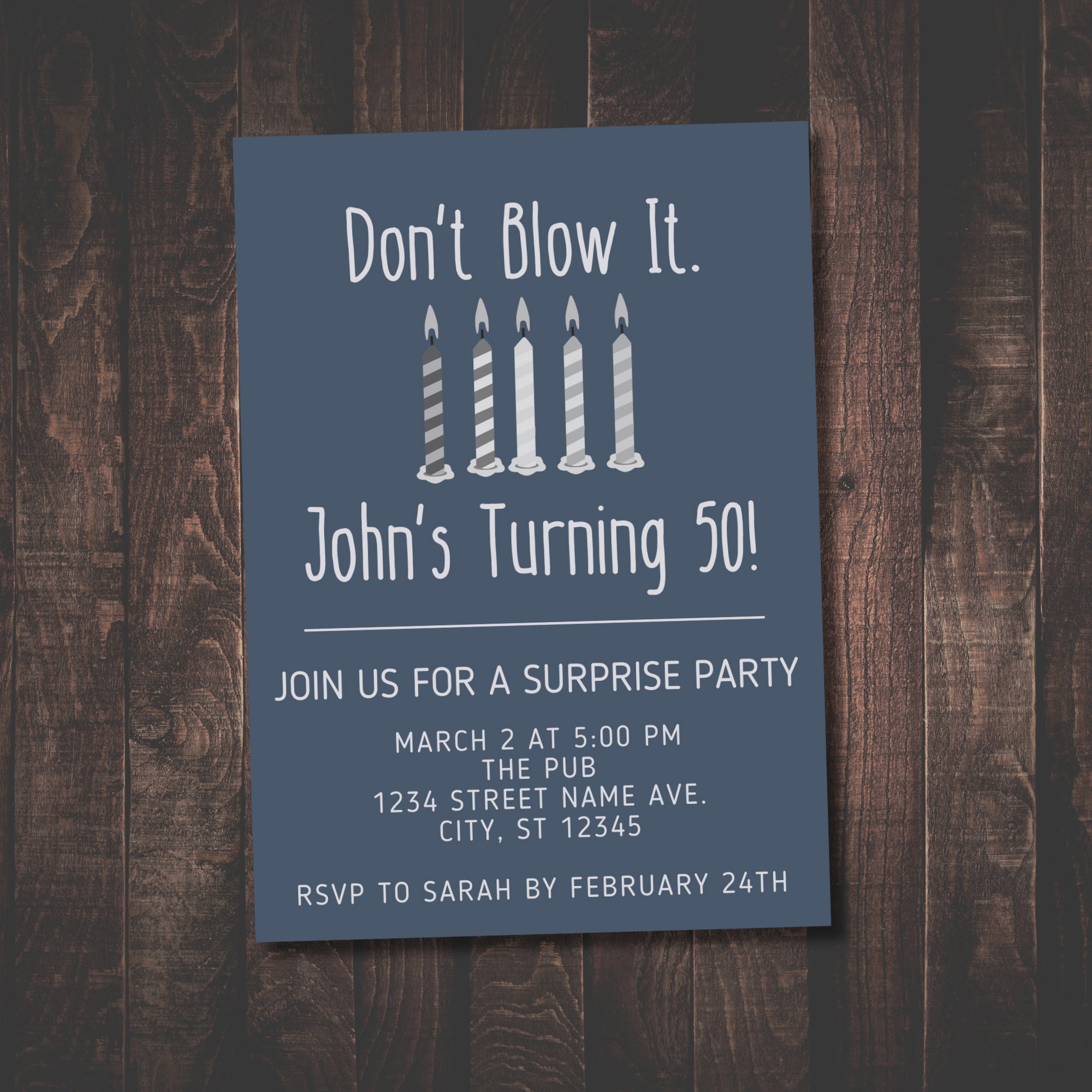 Funny Surprise Party Invitation Canva Template | Don't Blow It Surprise ...